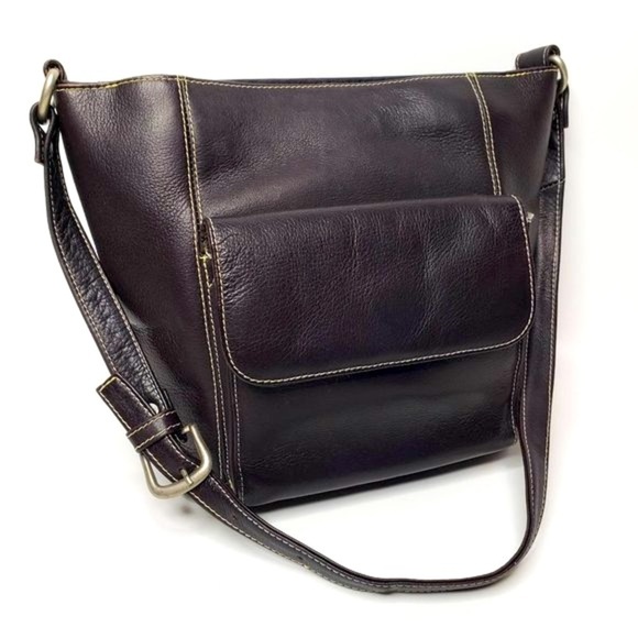 Le Donne | Bags | Le Donne Brown Soft Pebble Leather Shoulder Purse ...